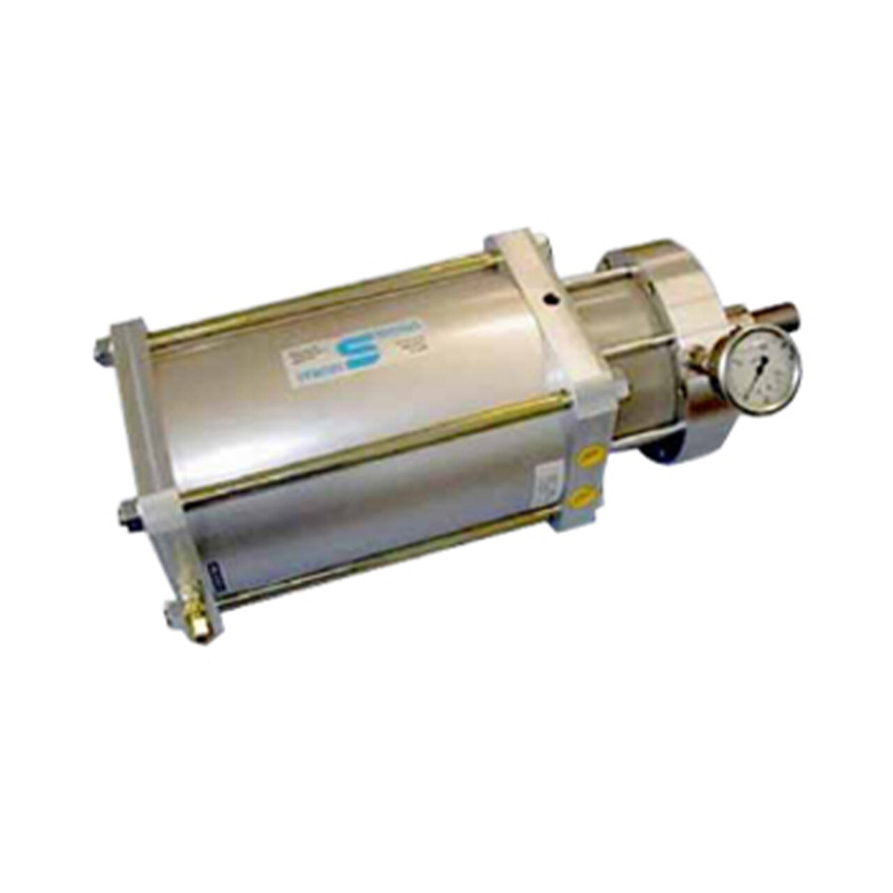 Hydropneumatic cylinder with integrated pressure intensifier - Drumag
