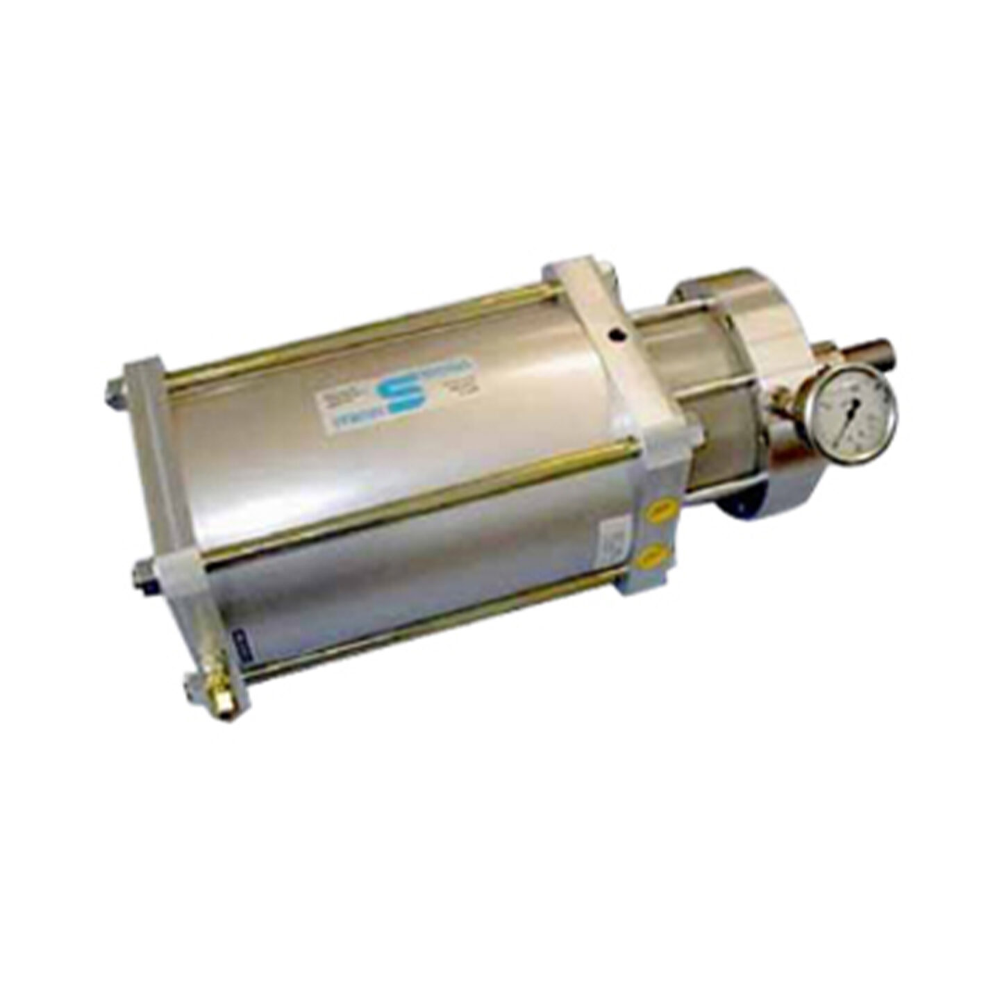Hydropneumatic cylinder with integrated pressure intensifier - Drumag